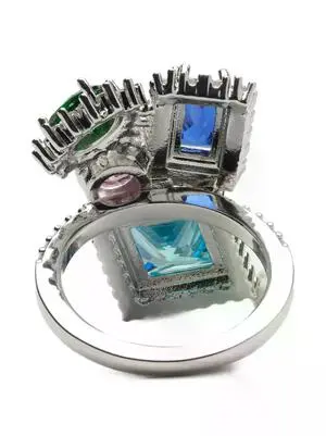 MAISON MARGIELA Zirconia-embellished Cluster Ring - Silver
