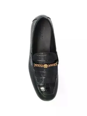 Versace Chain Embossed Leather Loafers