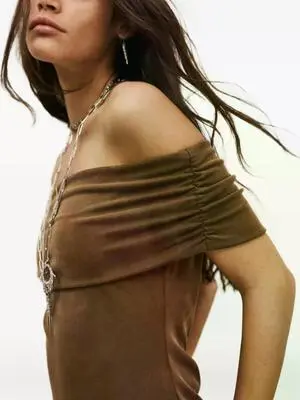Ba&sh Bene Gathered Off-shoulder Top