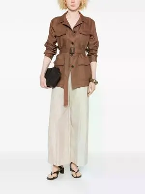 Tagliatore Lauren Belted Jacket - Brown