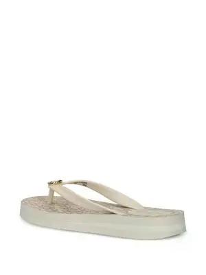 Michael Kors Posie Logo Charm Flip Flops - Neutrals