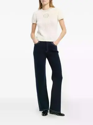 BARRIE Logo-appliqué Knitted Top - Neutrals