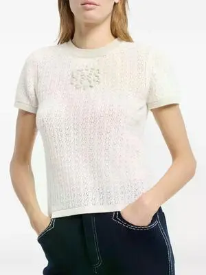 BARRIE Logo-appliqué Knitted Top - Neutrals