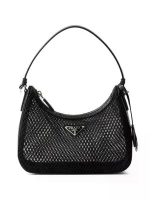 Prada Re-edition 2005 Mesh And Brushed Leather Bag