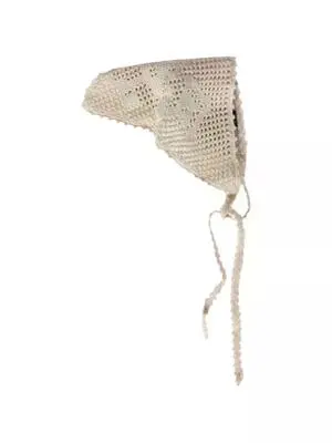 Miu Miu Crochet Cotton Triangle Scarf - Neutrals