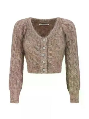 Alessandra Rich Sequin Cable-knit Cardigan - Neutrals
