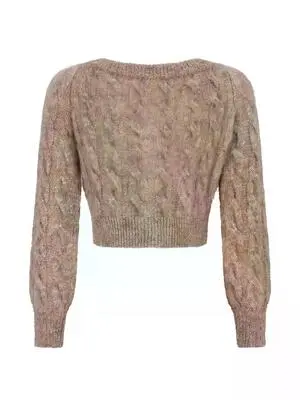 Alessandra Rich Sequin Cable-knit Cardigan - Neutrals
