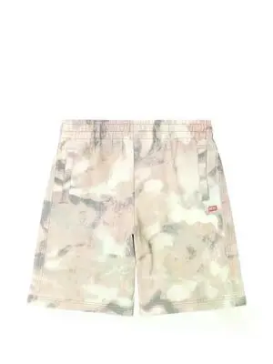 DIESEL® Abstract Camouflage Print Cotton Sweat Shorts
