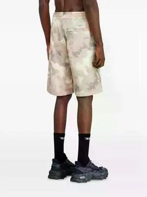 DIESEL® Abstract Camouflage Print Cotton Sweat Shorts