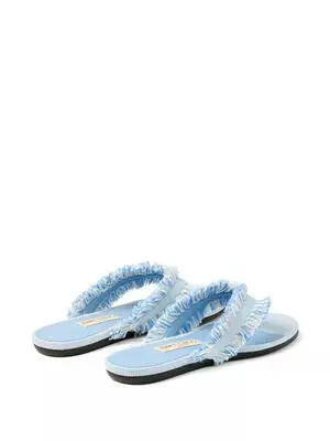 JIMMY CHOO Bay Flat Fringed Sandals - Blue