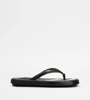 TOD'S Leather Thong Sandals - Black