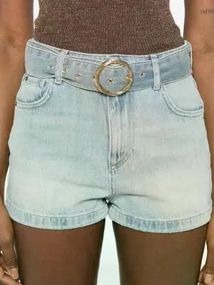 TWINSET Belted Denim Shorts - Blue