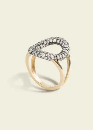 LUCY DELIUS Antique Finish Diamond Oval Ring - Yellow