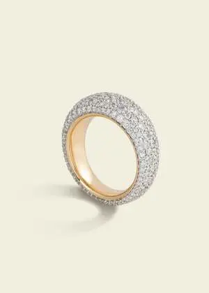 LUCY DELIUS Diamond Pavé Bombé Ring In 14kt Yellow Gold - White