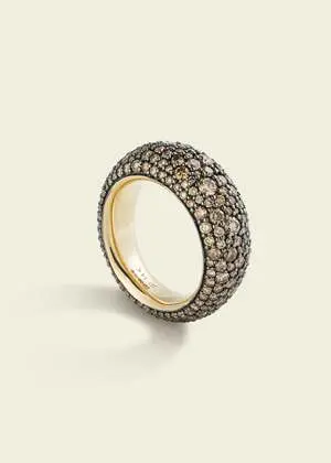 LUCY DELIUS Cognac Diamond Pavé Bombé Ring - Brown