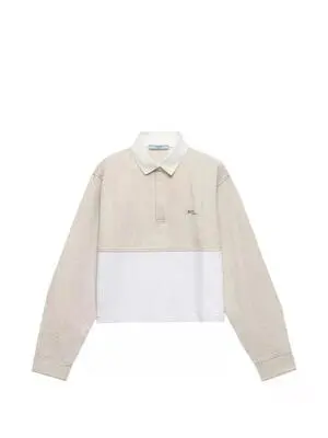 Prada Chambray And Jersey Polo Shirt