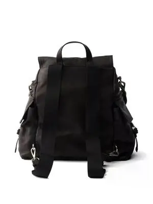 Prada Leather Backpack With Enamel Triangle Logo - Black