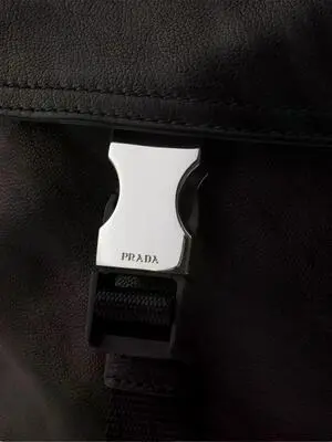 Prada Leather Backpack With Enamel Triangle Logo - Black