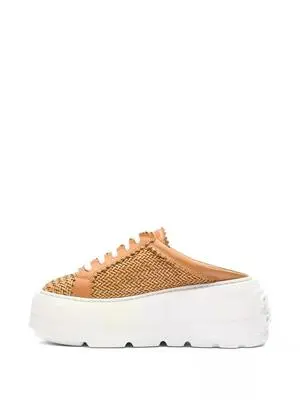 Casadei Nexus Woven Slip-on Platform Sneakers - Brown