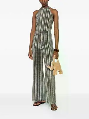 SIYU Striped Drawstring-waist Jumpsuit - Black