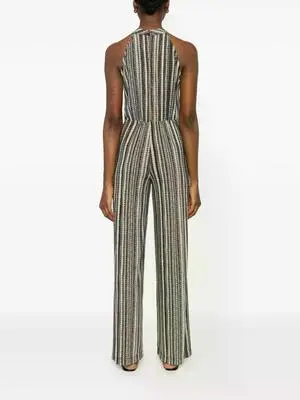SIYU Striped Drawstring-waist Jumpsuit - Black