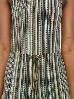 SIYU Striped Drawstring-waist Jumpsuit - Black