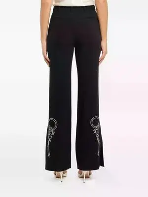Cinq À Sept Floral Embellishment Side Slit Trousers - Black