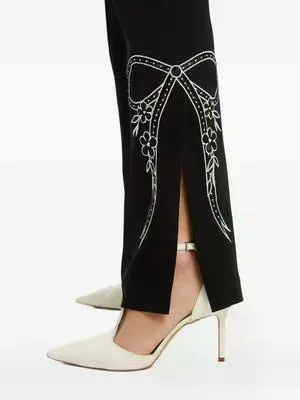 Cinq À Sept Floral Embellishment Side Slit Trousers - Black