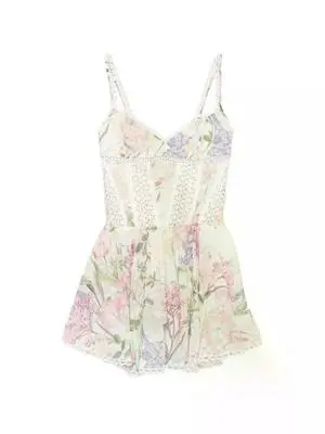 Charo Ruiz Ibiza Gardenia Floral-print Mini Dress - Neutrals