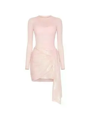 AREA Sequin Draped Mini Cocktail Dress