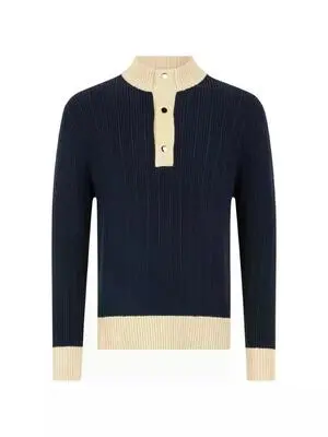BALLANTYNE Buttoned Ribbed Pullover