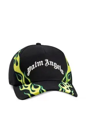 Palm Angels Flames Logo Curved Cap - Black