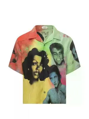 Versace Short-sleeved Printed Silk Shirt