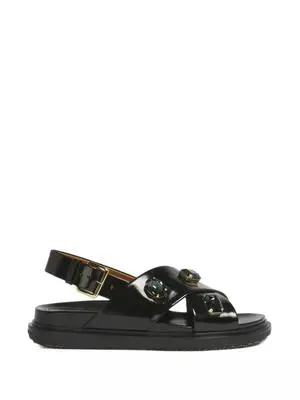 Marni Crystal-embellished Fussbett Sandals - Black