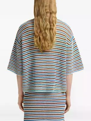 Marni Striped Crochet Zip-up Cardigan - Brown
