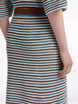 Marni Striped Crochet A-line Midi Skirt