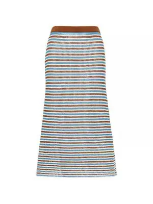 Marni Striped Crochet A-line Midi Skirt
