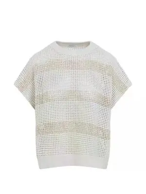 Brunello Cucinelli Striped Knit Top - White