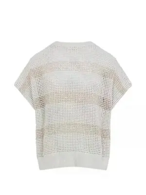 Brunello Cucinelli Striped Knit Top - White