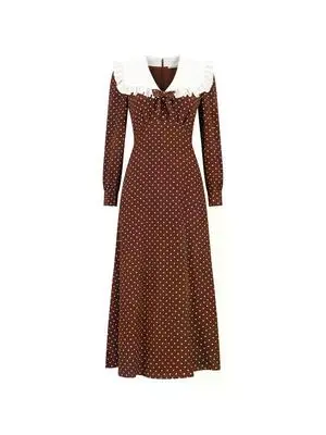 Alessandra Rich Polka-dot Ruffled Silk Dress