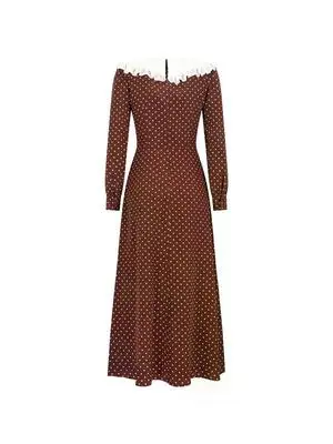 Alessandra Rich Polka-dot Ruffled Silk Dress