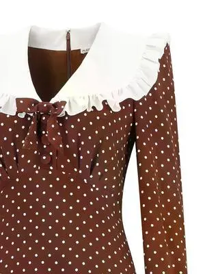 Alessandra Rich Polka-dot Ruffled Silk Dress