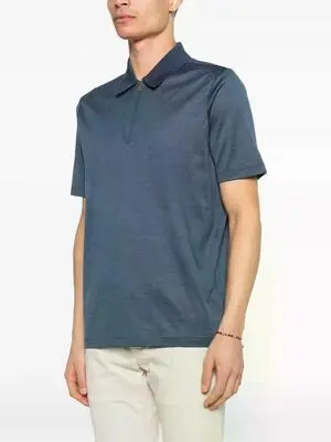 GRAN SASSO Zip Cotton Polo Shirt - Blue