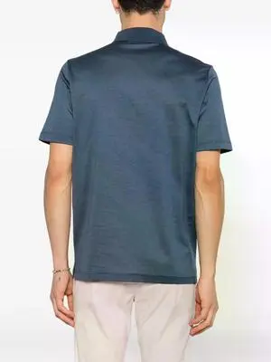 GRAN SASSO Zip Cotton Polo Shirt - Blue