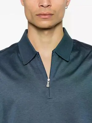 GRAN SASSO Zip Cotton Polo Shirt - Blue