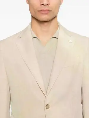 LUIGI BIANCHI Buttoned Single-breasted Blazer - Neutrals