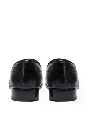GIUSEPPE ZANOTTI Crocodile Metal Logo Loafers - Black