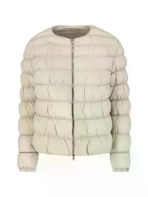 Herno Quilted Zip Up Coat - Neutrals