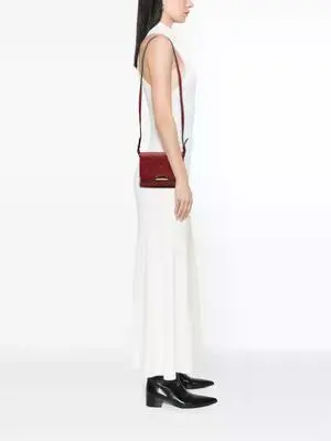 Burberry Embossed Grain Check Leather Langley Crossbody Bag