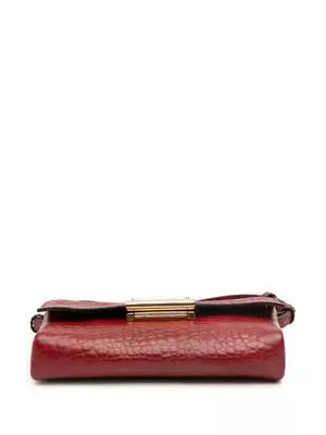Burberry Embossed Grain Check Leather Langley Crossbody Bag